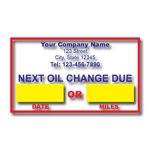 Next Oil Change Sticker - Automotive Stickers | Tag&Label.com