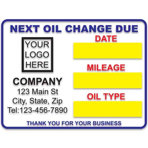 Next Oil Change Static Cling Label - Automotive Stickers | Tag&Label.com
