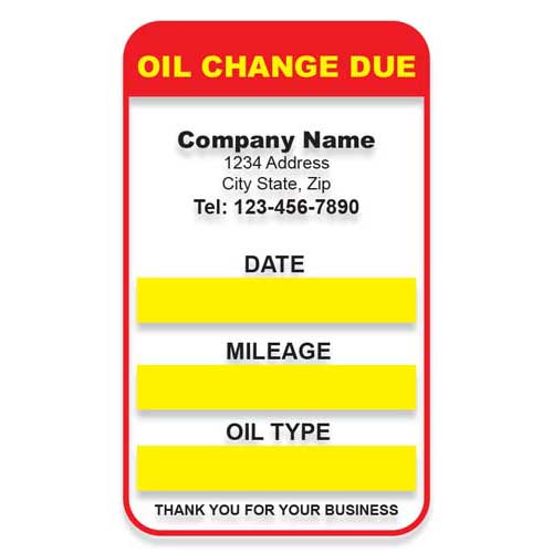 Oil Change Due Windshield Sticker - Automotive Stickers | Tag&Label.com